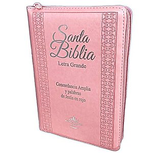 Biblia para Mujer con Cierre Letra Grande 12 puntos Concordancia Amplia Reina Valera 1960 rosada con indice