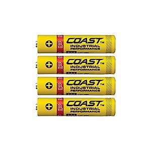 Coast 4 Pack AAA Industrial Performance Alkaline Batteries, High-Performance