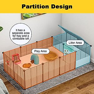 Guinea Pig Cage,Indoor Habitat Cage with Waterproof Plastic Bottom,Playpen for Small Pet Bunny, Turtle, Hamster