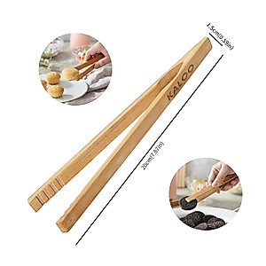 2PCS Reusable Toaster Tongs, Kaloo 8 inch Wooden Cooking Tong, Multipurpose Bamboo Tongs for Fruits, Bread, Pickles, cheese, Bacon, and Muffins