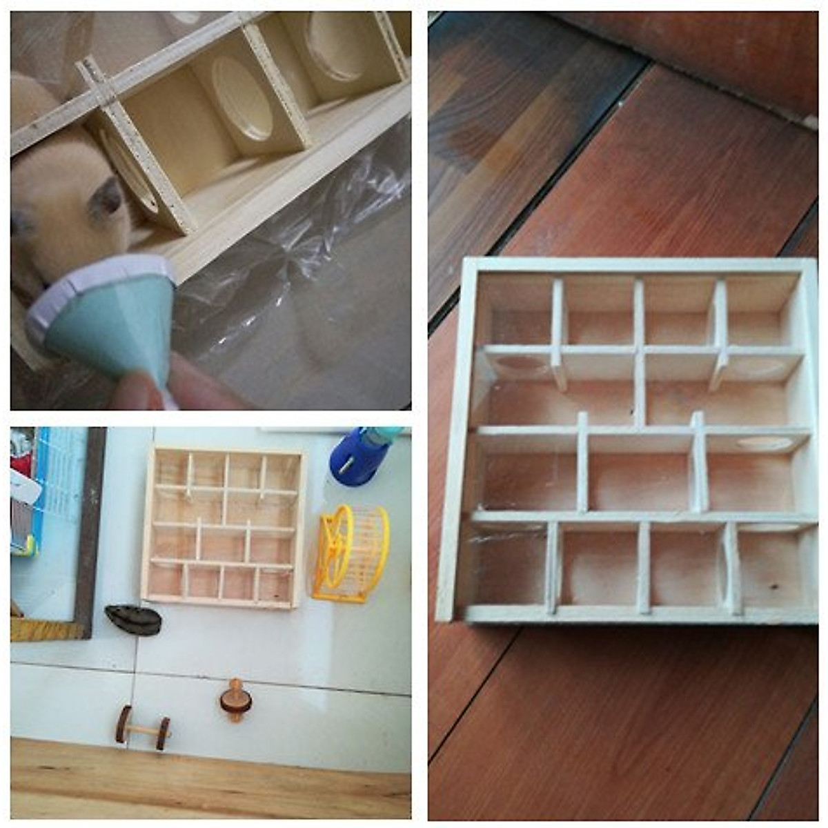 Hypeety Wooden Maze Tunnel Toy with Glass Cover, Small Pet Animals Activity Sport Gerbil Labyrinth Dwarf Hamster Play Toys Maze Tunnel Mice Wooden Funny Toy