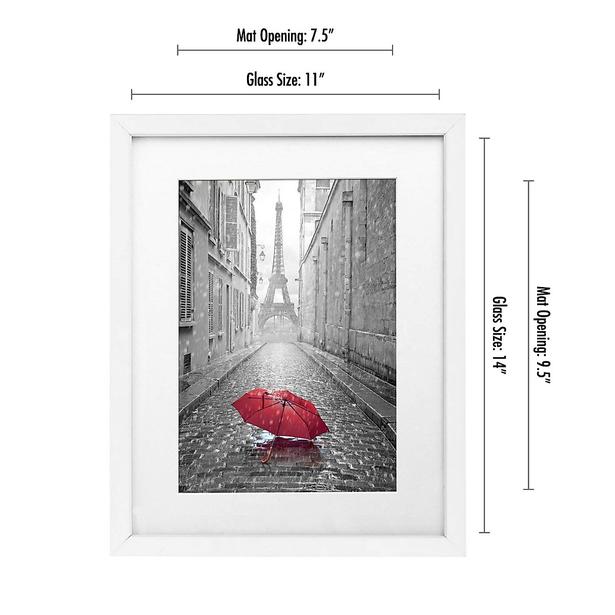 Americanflat 11x14 Picture Frame with Shatter-Resistant Glass - Use as 8x10 Frame with Mat or 11x14 Frame Without Mat - Signature Collection - Photo Frame for Wall Display - White