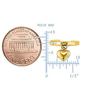 Jewelry Affairs 14K Yellow Gold Dangle Heart Cuff Style Adjustable Toe Ring