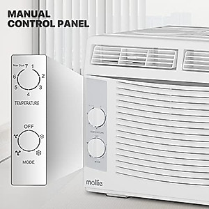 mollie 5,000 BTU Window Air Conditioner with Mechanical Controls and easy-to-Clean Washable Filter, Cool up to 150 Sq. Ft. For Bedrooms Guest Rooms