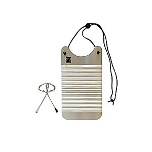 Washboard Zydeco Frottoir ScrubBoard Percussion Instrument Free Scratchers Miniature 6 inches wide by 11 inches long Handmade Louisiana Tee Don Board Key of Z Rubboards Silver