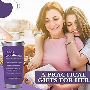 Chaos Coordinator Gifts for Women, Thank You Gifts for Women, Boss Lady Gifts for Women, Gifts for Boss, Teacher, Coworker, Tumbler, Cup 20oz Purple