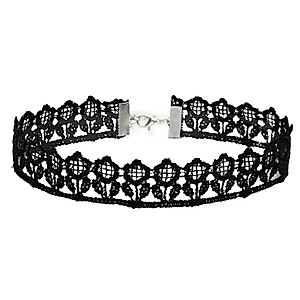MILAKOO 8 Pcs Women Black Lace Choker 1.2" Width Necklace for Women Best Gifts