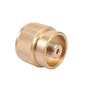 RouLiPouLi 2 Pieces Camping Stove Adapter, 1LB Small Propane Tank Input and EN417 Lindal Valve Cylinder Output LPG Canister Converter (Gold)