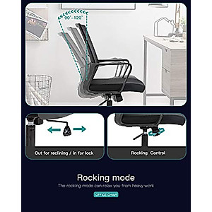 Office Chair Ergonomic Desk Chair Mid Back Computer Chair with Lumbar Support Armrests Breathable Mesh Height Adjustable Chair Rolling Swivel Chairs for Home Office,Black
