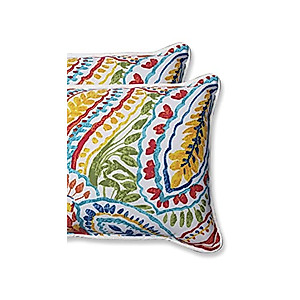 Pillow Perfect Paisley Outdoor/Indoor Lumbar Pillow Plush Fill, Weather, and Fade Resistant, Lumbar - 11.5" x 18.5", Blue/Multi Ummi, 2 Count