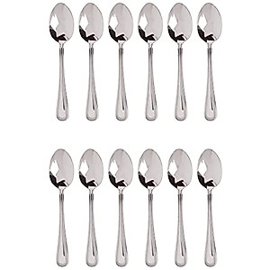 Winco 12-Piece Dots Dinner Spoon Set, 18-0 Stainless Steel, Silver