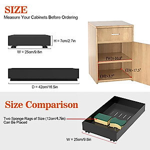 Pull Out Cabinet Organizer, Carbon Steel Cabinet Drawers Slide Out, Pantry Storage Shelves with Nano Adhesive Strip for Kitchen, Bathroom and Living Room 9.8"W X 16.5"D X 2.7"H.