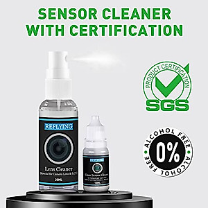 REFLYING Camera Cleaning Kit, Lens Cleaning Kit with Camera Lens Cleaner 20ml,Sensor Cleaner 10ml,Lens Cleaning Pen,16mm Sensor Cleaning Swabs for APS-C DSLR,Cleaning Cloth