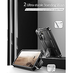 Dexnor for Samsung Galaxy S22 Case, [Built in Screen Protector and Kickstand] Heavy Duty Military Grade Protection Shockproof Protective Cover for Samsung Galaxy S22 5G,Black