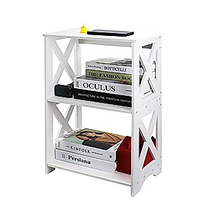Lechay Small Side Table, White End Table Skinny Tables for Small Spaces Slim Nightstand Small Bookshelf for Bedroom Office