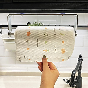 URALFA Adhesive Paper Towel Holder Under Cabinet, Paper Towel Rack Self-Adhesive or Drilling Wall Mounted for Kitchen Towels Holder, Paper Roll Holder for Bathroom, Kitchen, Pantry, Sink (Silver)