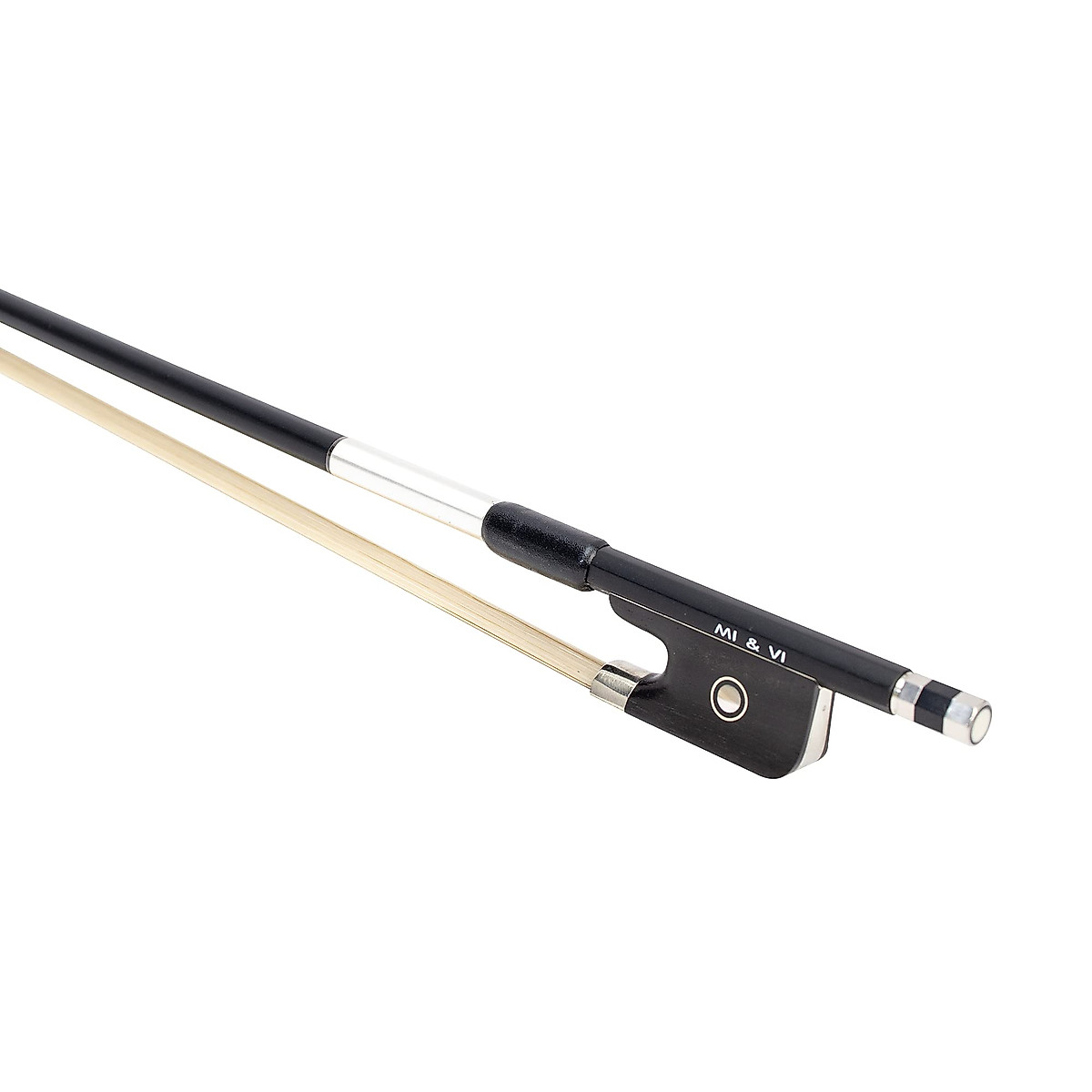 MI&VI AB-720 Classic Carbon Fiber Viola Bow (Full Size 4/4) with Bow Case Included | Silver Mount | Well Balanced | Mongolian Horse Hair | Perfect Weight - MIVI Music
