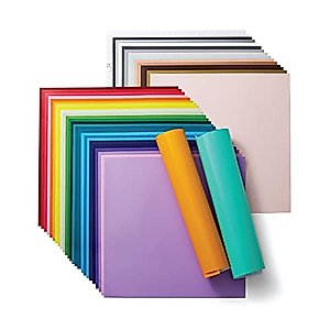 Cricut Vinyl Permanent - Everything Sampler, 12x12 Vinyl Sheets and Transfer Tapes, Create Long-Lasting DIY Projects, Durable Adhesive Vinyl for Cricut Machines, (Pack of 45 with 40+ Colors)