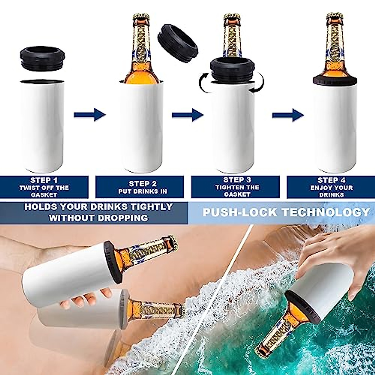 ZREGGUR 25packs 16Oz sublimation Blank tumblers Skinny 4 in 1 Can Cooler with straw and lid Stainless Steel Insulated Can Holder,Can Coozie, Works With Slim Can,Standard Cans,Beer Bottles