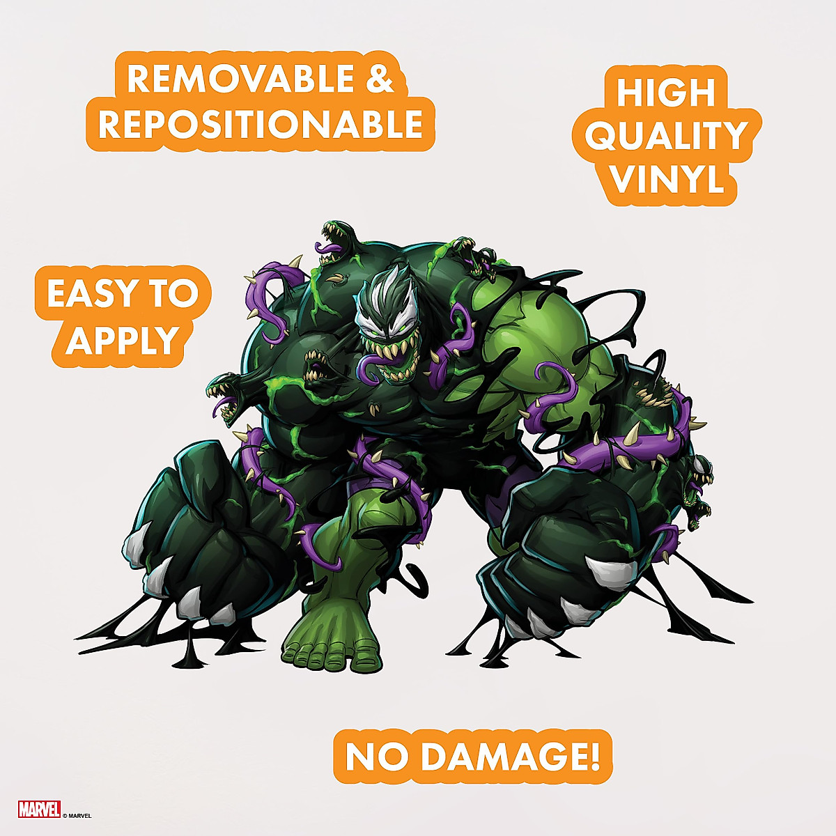 Wall Palz Marvel Venomized Hulk Wall Decals - Marvel Incredible Hulk Wall Decal - with 3D Augmented Reality Interaction - 18" Venom Symbiote Hulk Stickers Marvel Decor