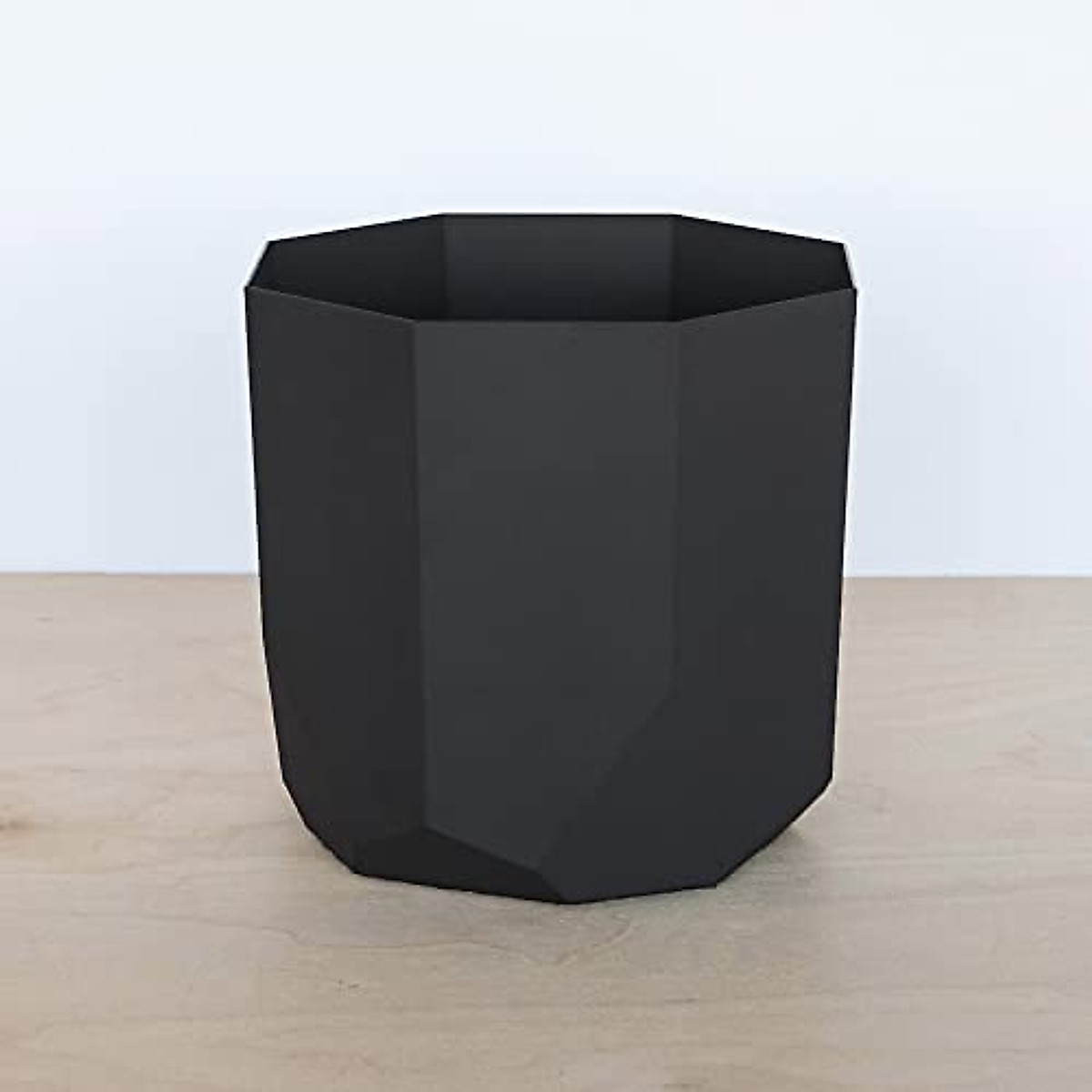 Bloem Tuxton Modern Hexagon Small Planter: 10" - Black - Matte Finish, Durable Resin, Modern Design, Optional Drainage Holes, for Indoor and Outdoor Use, Gardening, 2.7 Gallon Capacity