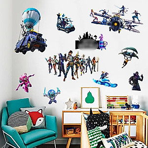 Battle Royale Video Game Themed Bedroom Wall Stickers 10Pcs/Sheet for Teen Boys Room Decoration,Where We Droppin Boys Bedroom Wall Decals,Wall Decor for Kids,Waterproof Game Stickers for Laptop