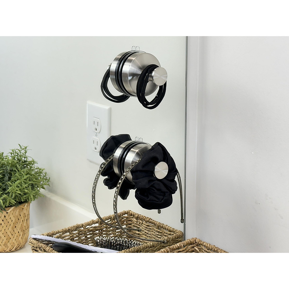 SUPRAQ Removeable Suction Cup Metal Hooks for Kitchen, Bathroom Shower, Tiles and Mirror-Pack of 2 (Nickel)