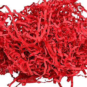 SHENGHE 1LB Crinkle Paper Filler Shredded Basket Shred Package Gift Box Decorative (Red)
