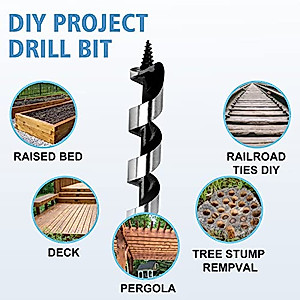 Masendelk Ship Auger Drill Bit 3/4 x 12 Inch, Wood Auger Bit with 3/8 Inch Hex Shank
