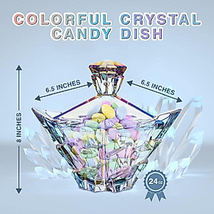 M&N HOME Glass Candy Dish with Lid, Christmas Gift, Pearl Colored Crystal Candy Dish, Decorative Candy Jar, 24 Oz. Extra Large Candy Bowl, Unique Gift, Christmas Candy