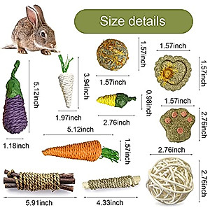 Guinea Pig Toys, Rabbit Toys for 100% Natural Materials, Rabbit Chew Toys for Rabbit Guinea Pig Teeth Grinding, Chinchilla Toys, effectivly Improve Dental Health, Relieve Anxiety (14 Pcs)