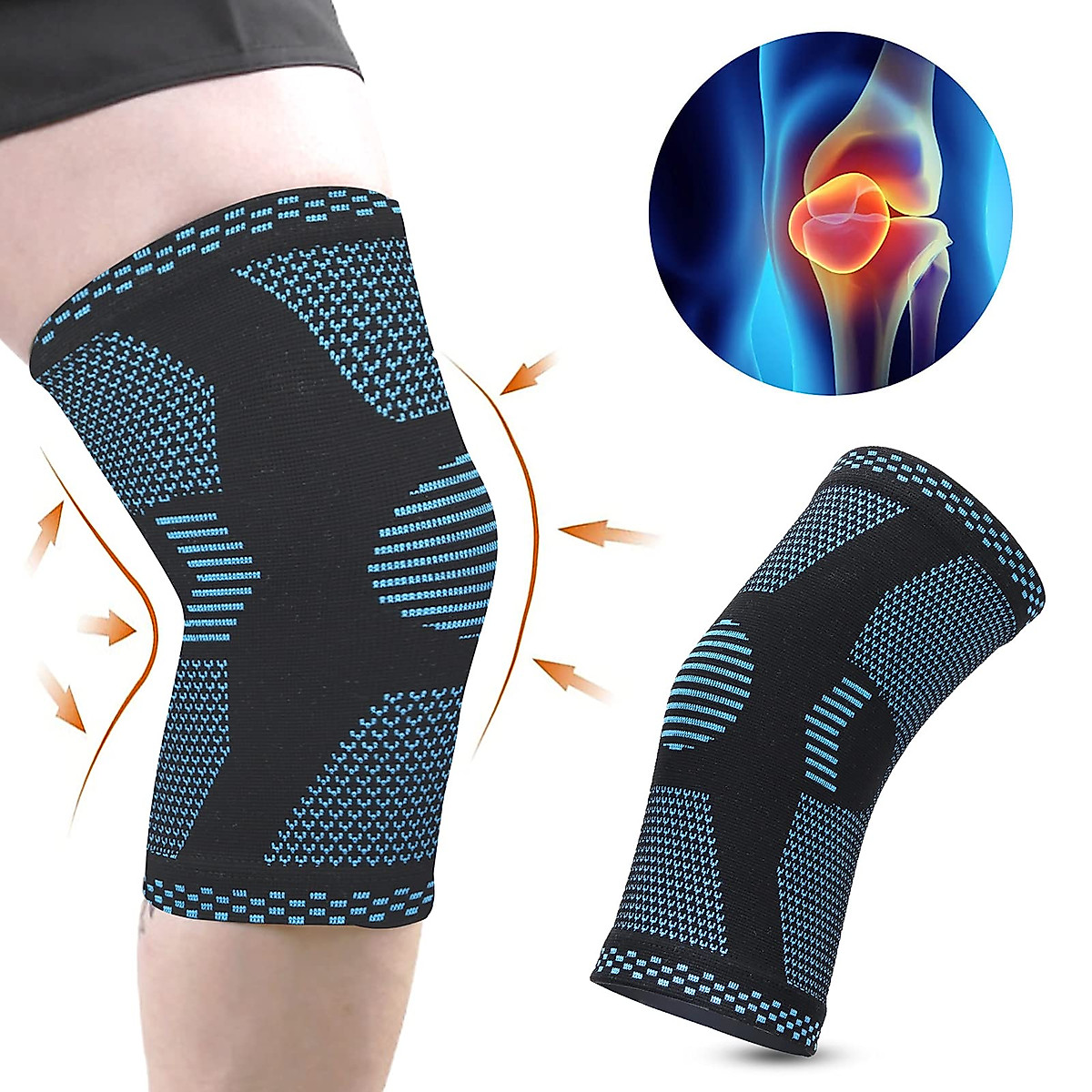 Life Neoprene Cycling Knee, Flexible Compression Leg Brace Pad Prevent Injury Fit for Basketball Volleyball Team Sports(M)
