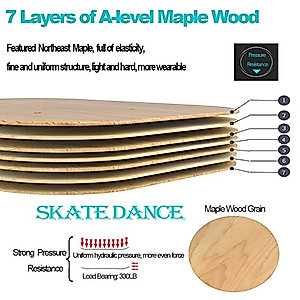 AsFrost Portable Roller Road Drift Skates Plate with Cool Maple Deck Anti-Slip Board Split Skateboard with PU Wheels High-end Bearings (Single Pattern)