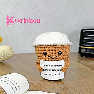 Krinisou Emotioanal Crochet Support Coffee Espresso, Positive Coffee Lovers Gift Ideas for Women Men, Coffee Themed Birthday Gift for Boyfriend Girlfriend Him Her