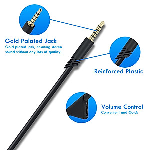 Mcbazel 2M 6.5 Feet Replacement Headset Cable with Volume Control for Astro A10/ A30/ A40, Headset Cord Lead for PS5/ PS4/ Xbox Series X&S/Xbox One - Black