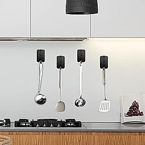 BATHHOLD Adhesive Towel Hooks Wall Hooks for Hanging Heavy Duty Stick on Bathroom, Home, Office, Kitchen - Matte Black Space Aluminum - 8PC