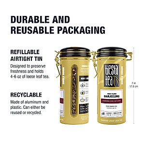 Tiesta Tea - First Flush Darjeeling Black Tea | Loose Leaf | Single Origin Premium Black Tea from India | Pure High-Caffeinated Blend | Makes Hot or Iced & Up to 50 Cups | 4oz Refillable Tin