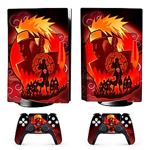 HK Studio Anime Ninja Decal Sticker Skin Specific Cover for Both PS5 Disc Edition and Digital Edition - Waterproof, No Bubble, Including 2 Controller Skins and Console Skin