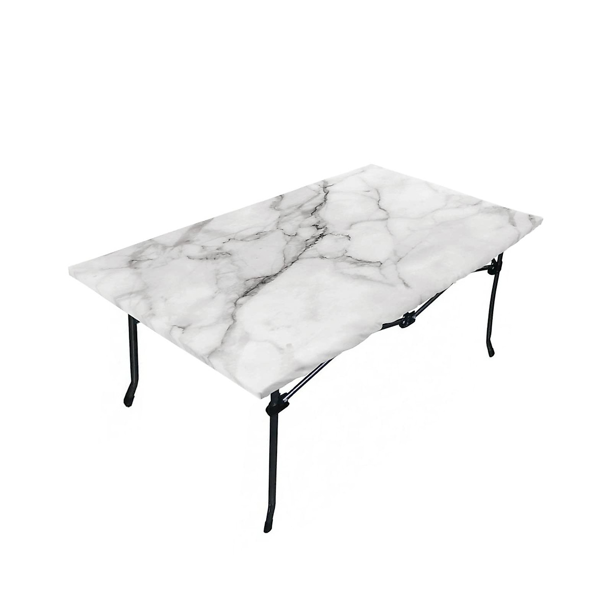 Fitted Table Cover for 4ft Rectangle Tables White Abstract Marble Art Elastic Edge Waterproof Tablecloth Cover for Indoor Outdoor Patio Garden Kitchen Tabletop Decor Grey Stone Nature Agate