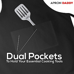 APRON DADDY Apron for Men - Dad The Man The Myth The Grill Master - Adjustable Large 1 Size Fits All - Poly/Cotton Apron with 2 Pockets - BBQ Gift Apron for Father, Husband, Chef