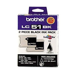 brother int l (supplies) lc51bk2pks 2pk blk ink cartridges 2 black