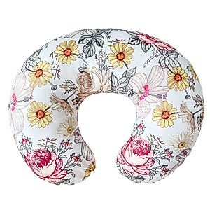 Vlokup Minky Nursing Pillow Cover, Breastfeeding Pillow Slipcover for Baby Boy Girl, Infant, Super Soft Breathable, Floral