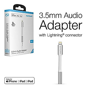 Naztech [MFi Certified] Lightning to 3.5mm Audio Adapter, for Plug & Play Convenience, Connect Your Headphone, Speakers, Car Stereo's to Your iPhone [White] 14647