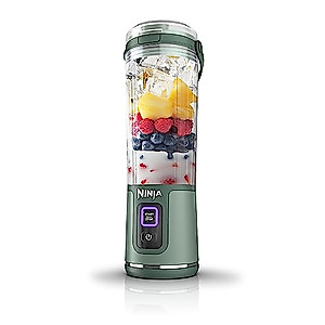 Ninja BC151EM Blast Portable Blender, Cordless, 18oz. Vessel, Personal Blender-for Shakes & Smoothies, BPA Free, Leakproof-Lid & Sip Spout, USB-C Rechargeable, Dishwasher Safe Parts, Forest Green