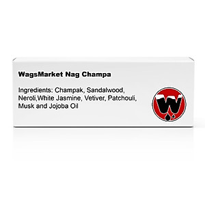 WagsMarket - Nag Champa Perfume Oil, from 0.33oz Roll On to 4oz Glass Bottle (0.33oz Roll On)