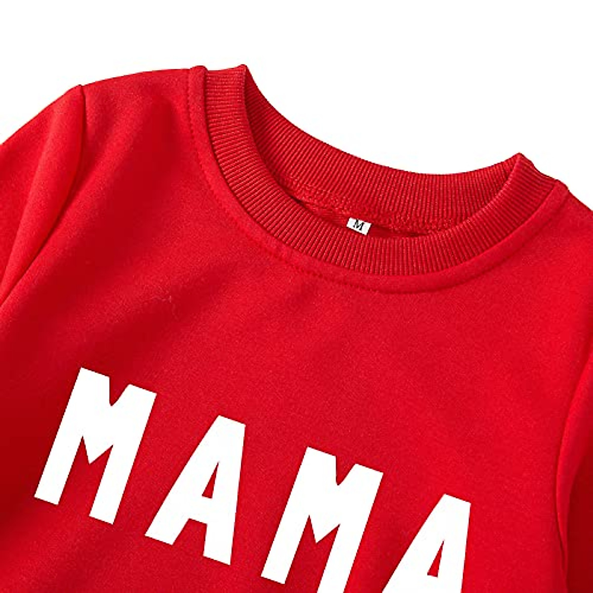 Autumn Winter Family Matching Outfits Mom and Daughter Long Sleeve Sweater Pullover Top (Red,Kid 12-18 Months)