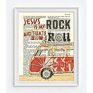 Psalm 32:8, Luke 24:2, Christian Art Prints, Set of 2, Unframed, Classic Antique Car Van Bible Verse Scripture Wall Decor Poster, 8x10 Inches