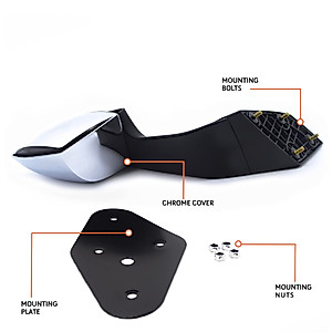 TORQUE Chrome Hood Mirror Replacement for 2004-2017 Volvo VNL Semi Trucks with Mounting Plates Driver Left Side LHD Passenger Right Side RHD (TR009-R TR009-L)