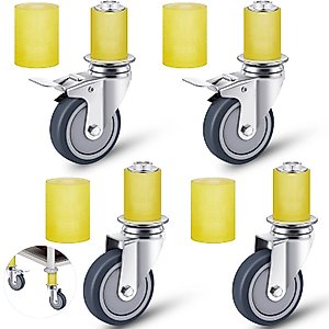 4 Pieces Work Table Caster Wheel Expanding Stem Caster Wheels Set of 4 Stainless Table Casters for Commercial Kitchen Prep Tables Worktable