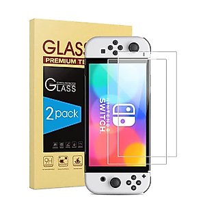 The Gamers Bell - (2-pack) Premium Screen Protector 9H Templed Glass Cristal Compatible with Console N Switch - Total Protection HD Maximum Quality Glass Transparent Clear Anti-Scratch (Switch OLED)